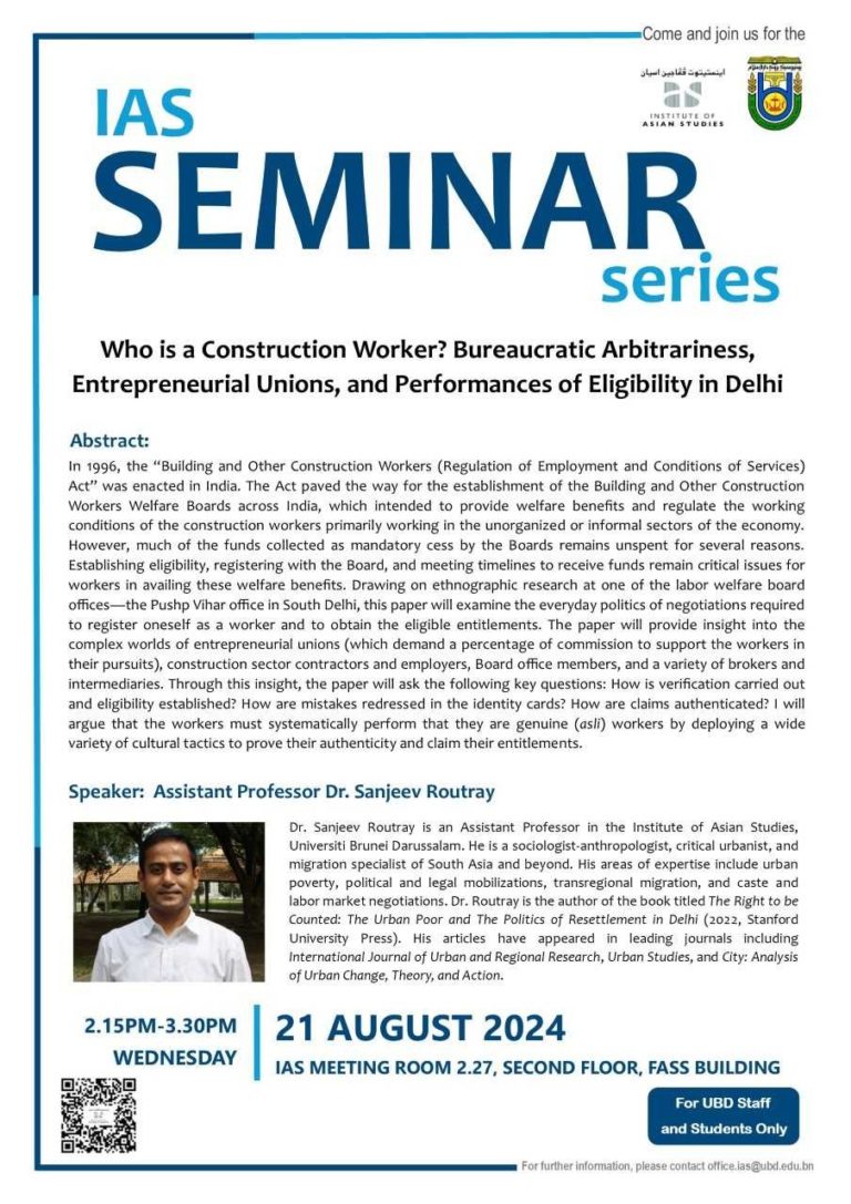 Seminar on Construction Workers in India – Institute Of Asian Studies